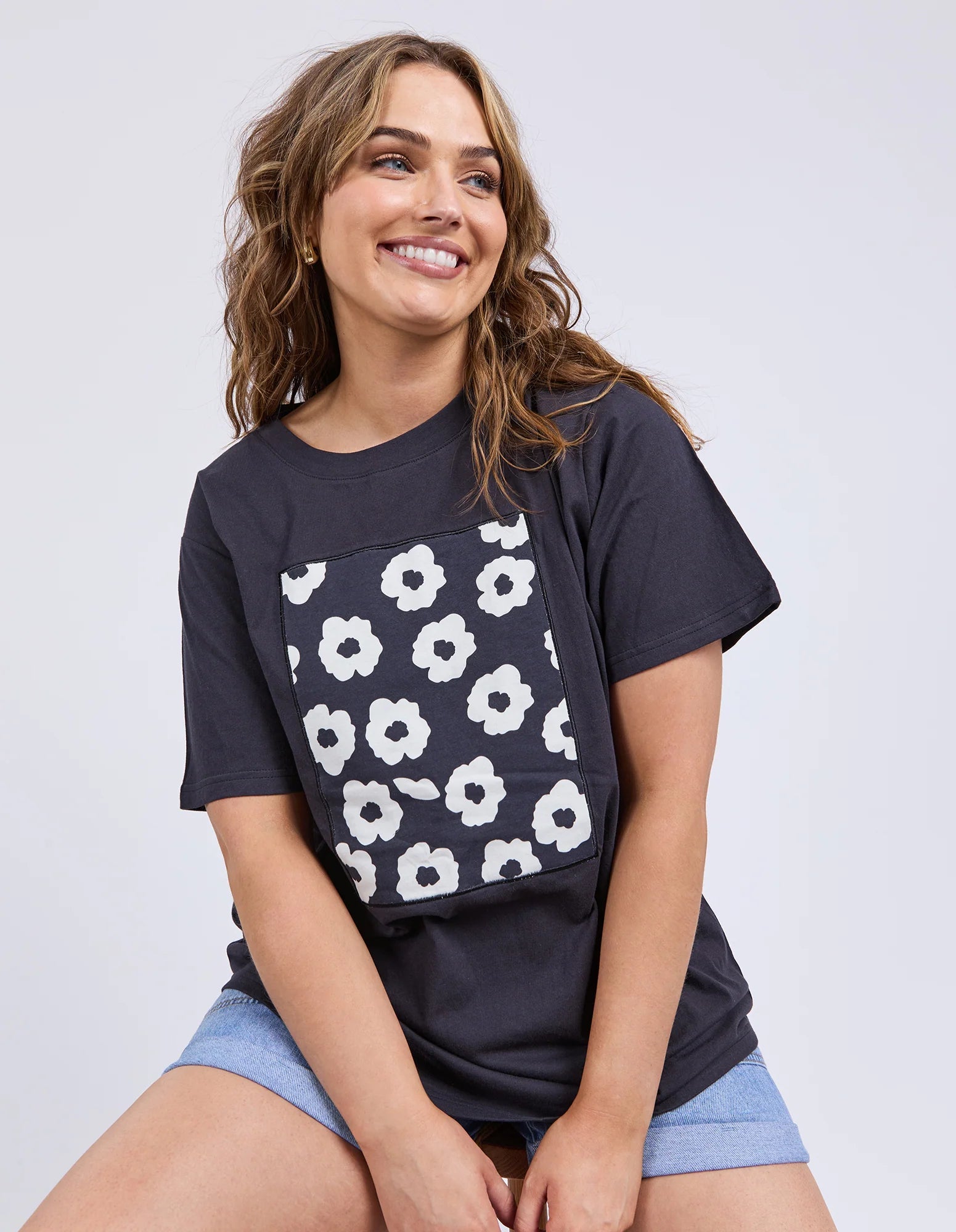 Elm Azalea Tee Navy – Exclusive Print Cotton T-Shirt | Ebony Boutique ...