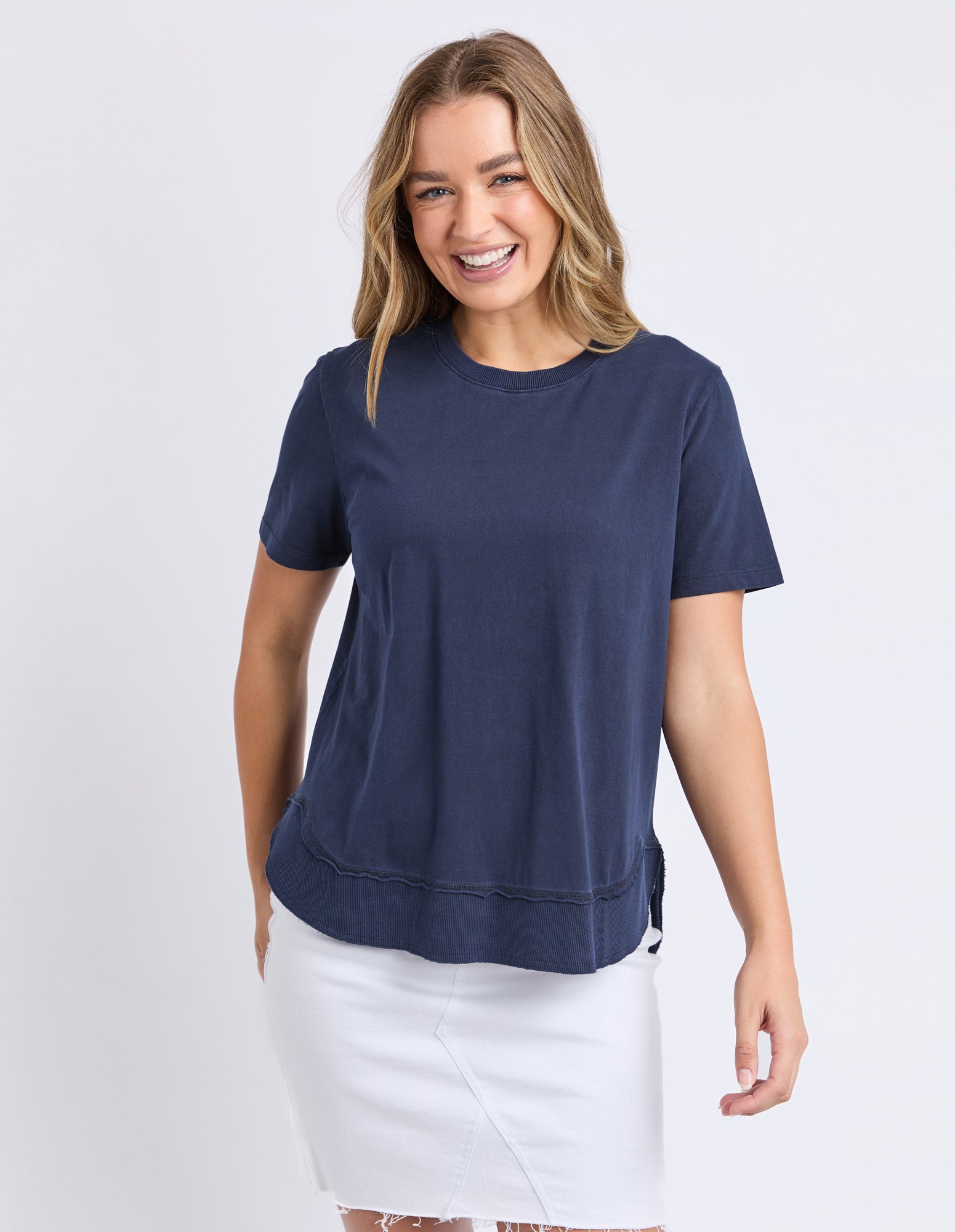 Farrah Short Sleeve Tee | Navy | 100% Cotton Tees NZ – Ebony Boutique NZ