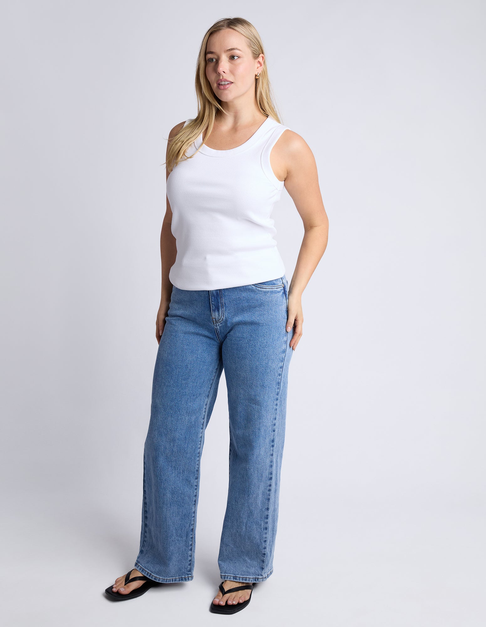 Foxwood Iris Tank White | Ribbed Cotton Tank Top | Ebony Boutique ...