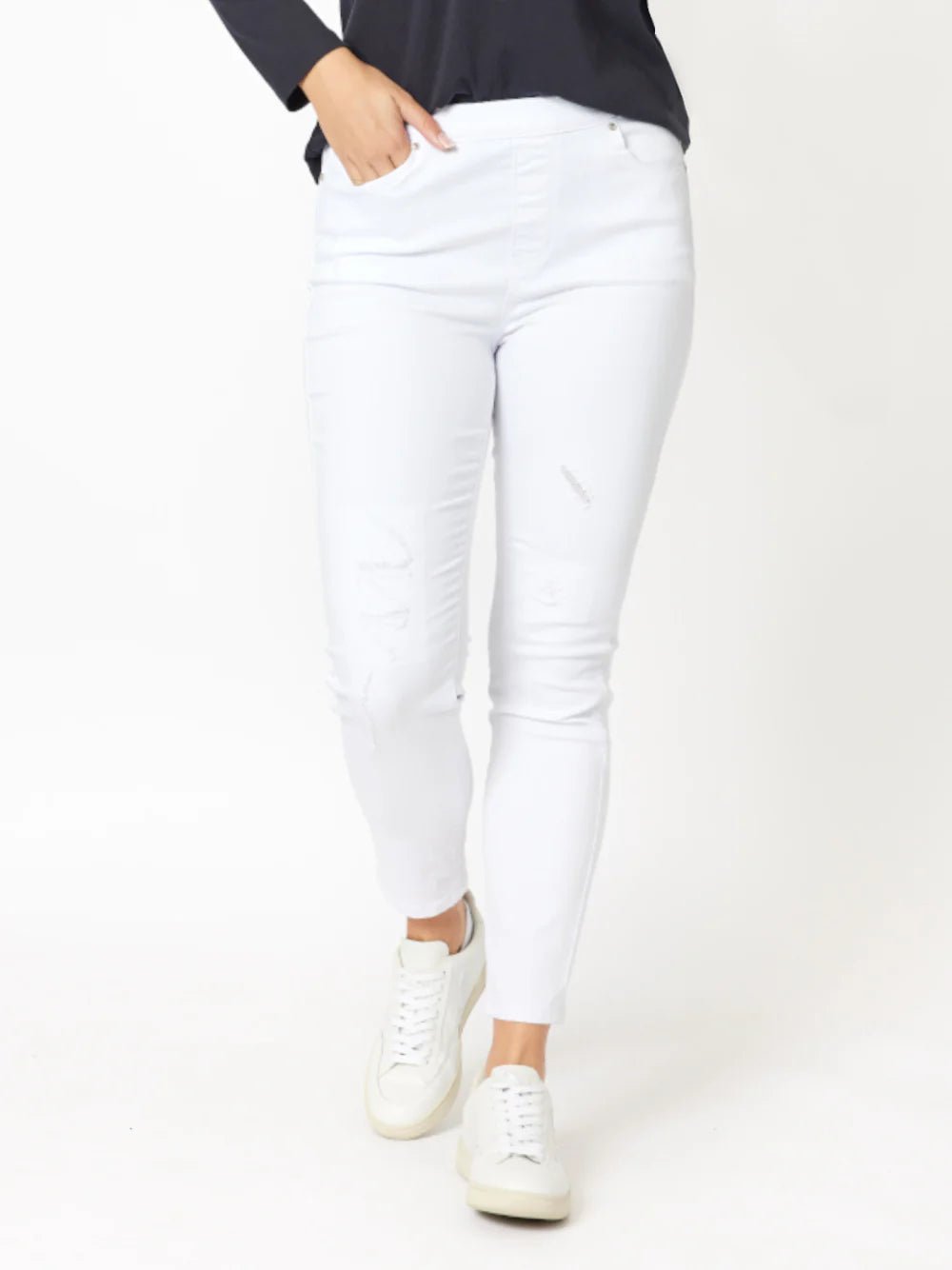 Denim Jeans NZ | Threadz LA Pull On | Distressed Ripped Jean Natural ...