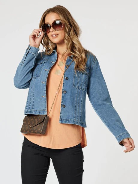Threadz Retro Denim Jacket Blue Denim | Women’s Denim Jacket NZ – Ebony ...